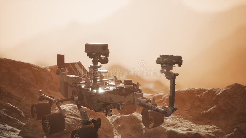 Curiosity Mars Rover Exploring the Surface of Red Planet Stock ...