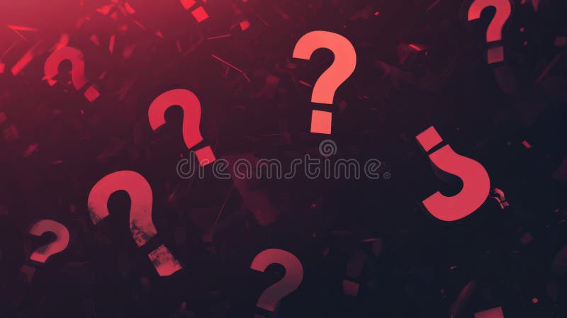 Curiosity Represented by Floating Question Marks Against a Dark Red ...