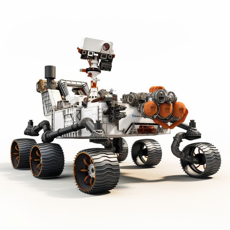 Curiosity Rover: 3d Rendering in White Background Stock Illustration ...
