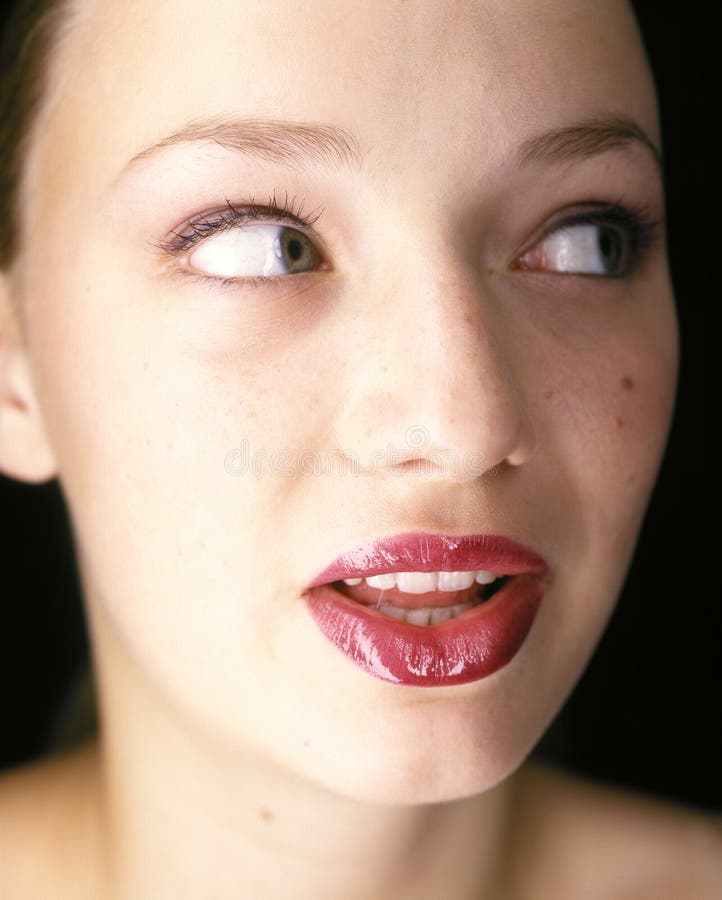 Curious stock image. Image of fancy, lipstick, expression - 1101315