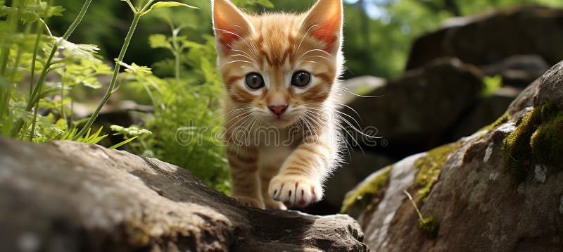 Curious and Adventurous Little Kitten Joyfully Exploring the ...
