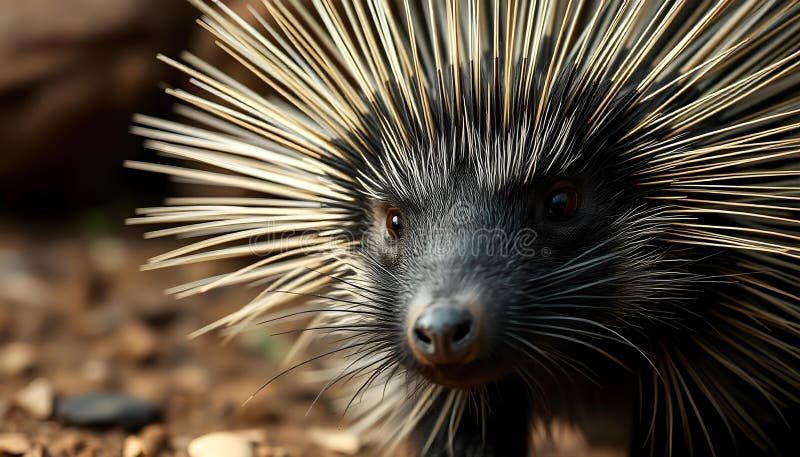 Curious African Porcupine with Sharp Quills Capturing the Unique Look ...