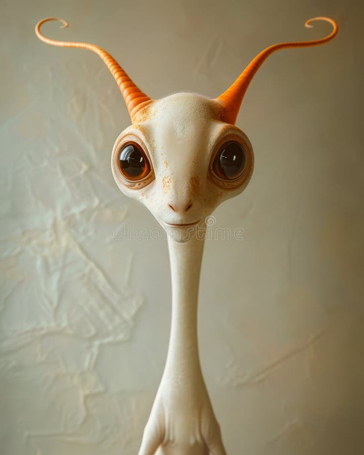 Curious Alien Creature with Big Eyes Stock Illustration - Illustration ...