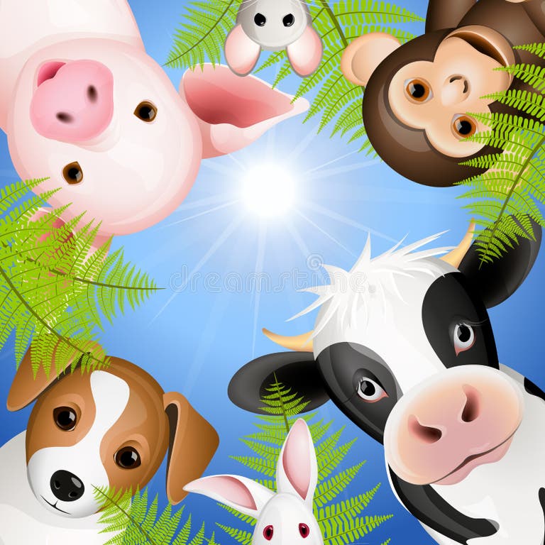 Curious Friendly Farm Animals Stock Illustrations – 596 Curious ...