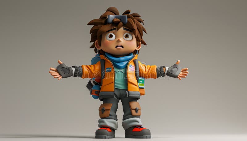 Curious Animated Character in Adventure Gear 3D Render of a Young ...