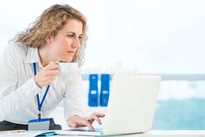 Curious stock image. Image of female, laptop, coffeebreak - 32821873