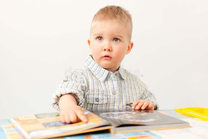 Curious Baby Boy Studying With The Book Picture. Image: 30222569