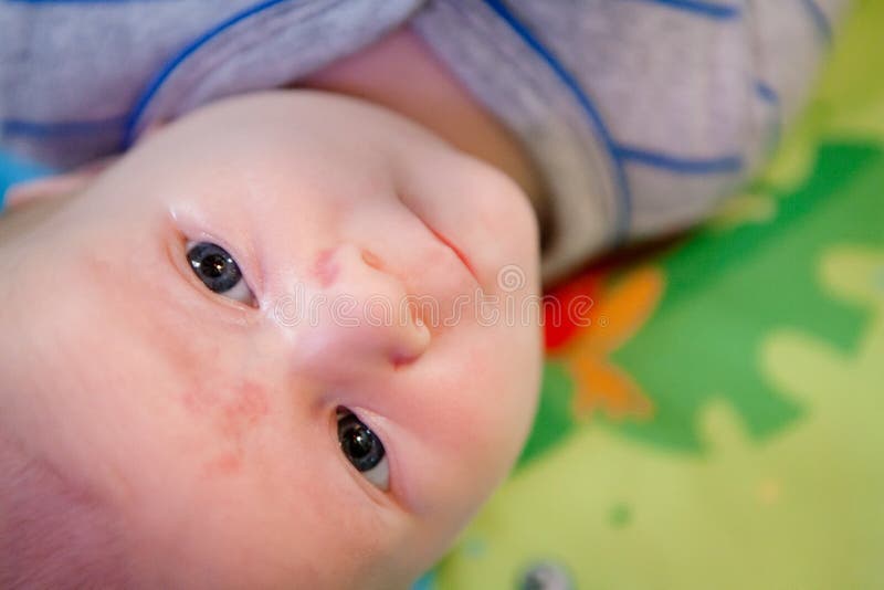 Curious Baby Looking Around Stock Image - Image of blue, adorable: 58283231