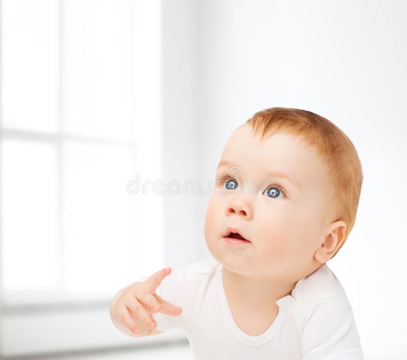 Curious baby looking up stock photo. Image of look, girl - 42265046