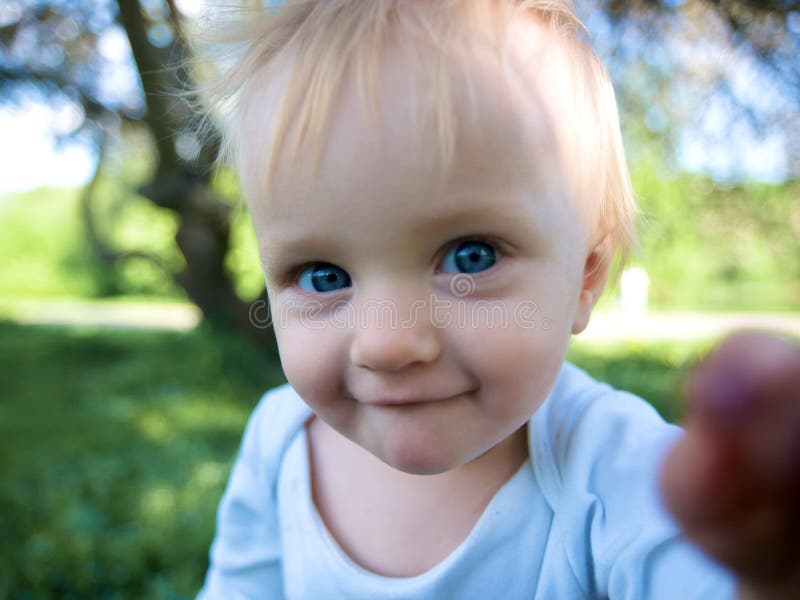 Curious Baby Peep into Camera Stock Photo - Image of girl, looking ...