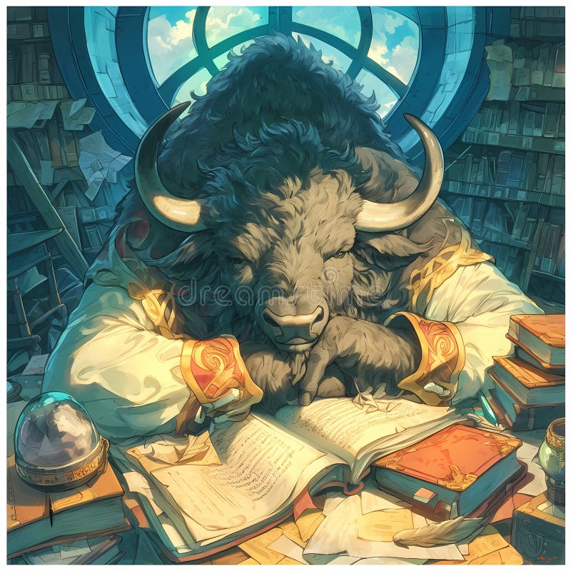 Curious Beast Peruses Enchanted Book Stock Illustration - Illustration ...