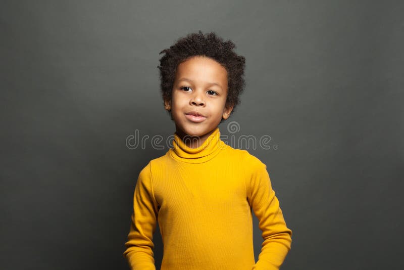 Curious Black Child Boy Ob Black Portrait Stock Image - Image of person ...