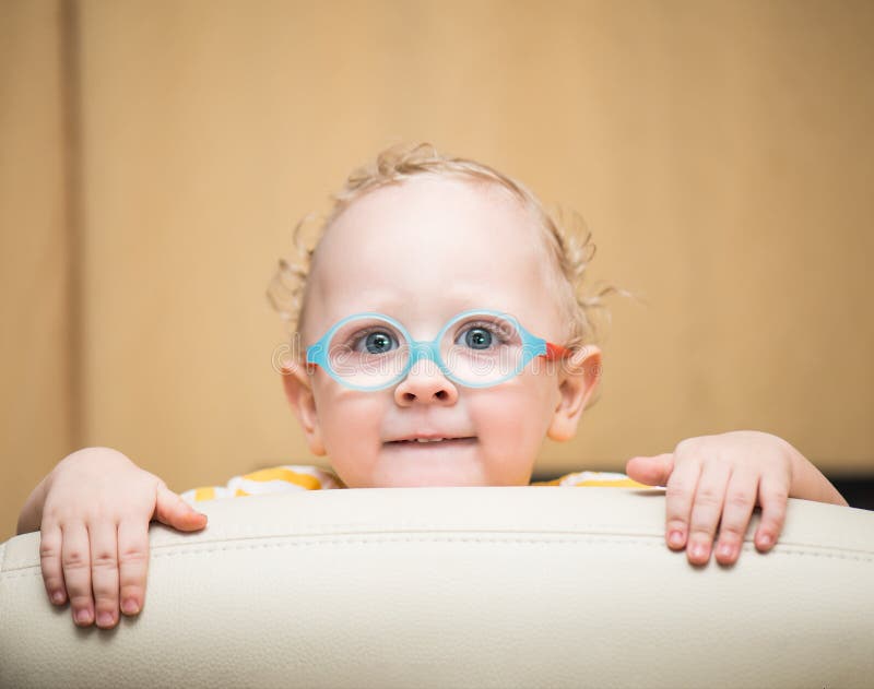 Curious Boy with Glasses Looks Attentively Stock Image - Image of human ...