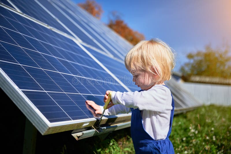Curious Boy Learning How Does Solar Panel Work Stock Image - Image of ...