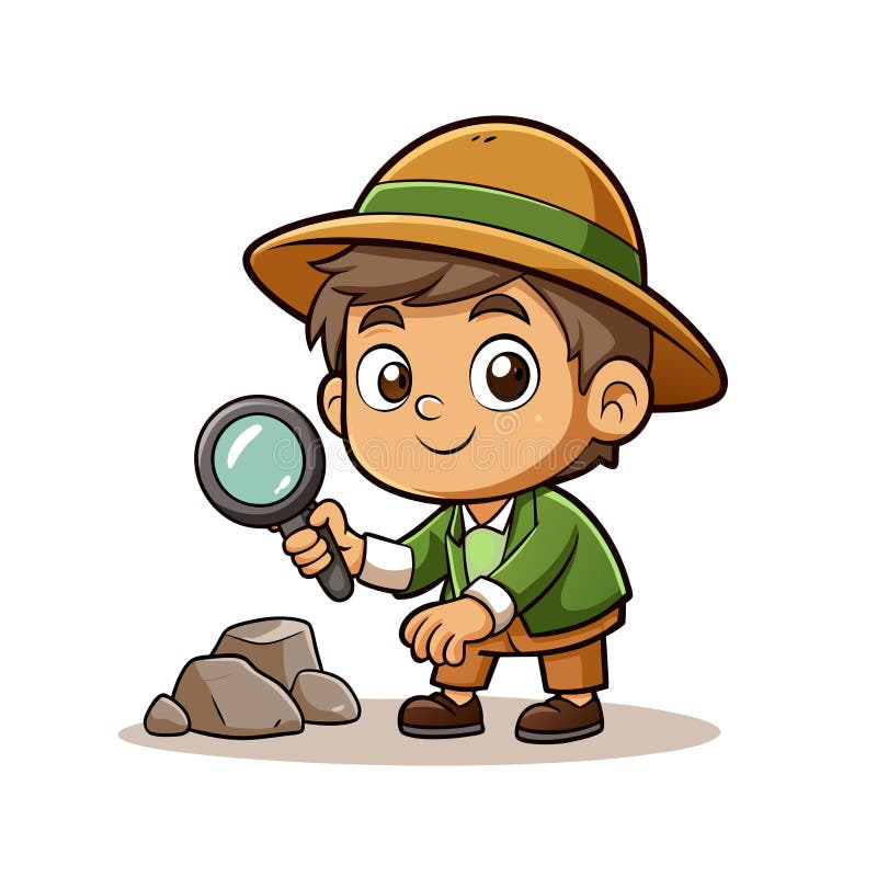Curious Boy with Magnifying Glass Stock Vector - Illustration of ...