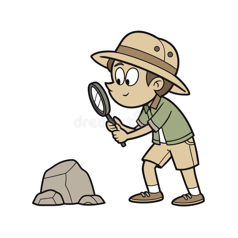 Curious Boy with Magnifying Glass Stock Vector - Illustration of ...