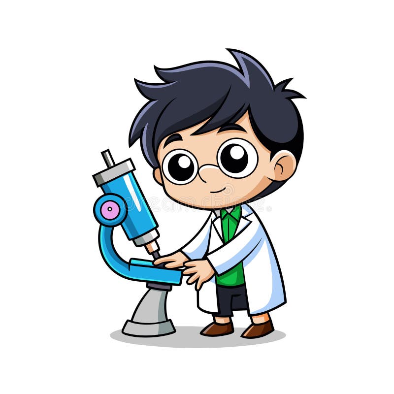 Curious Boy with Microscope Stock Vector - Illustration of personality ...