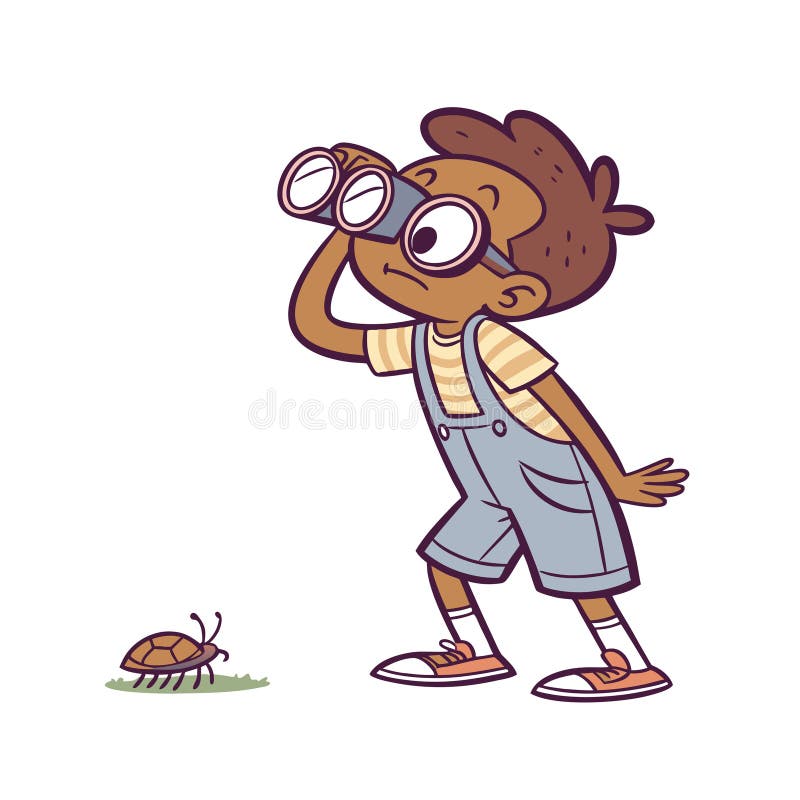 Curious Boy Observing Insect Stock Vector - Illustration of discovery ...