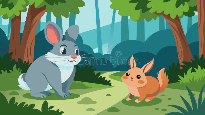 A Curious Bunny and a Friendly Chinchilla Explore a Virtual Forest ...