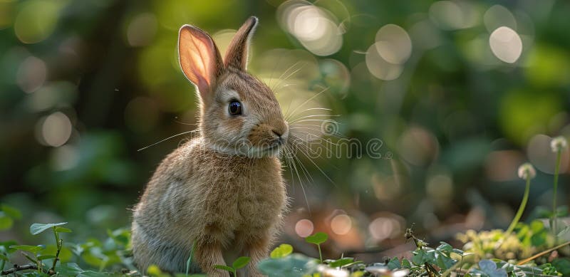 A Curious Bunny in the Sunlight Stock Illustration - Illustration of ...