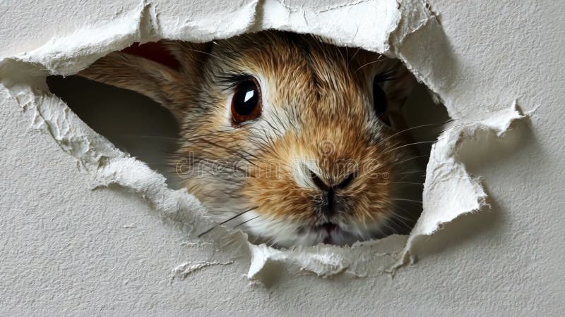 Curious Bunny in the Wall stock video. Video of wall - 376498683