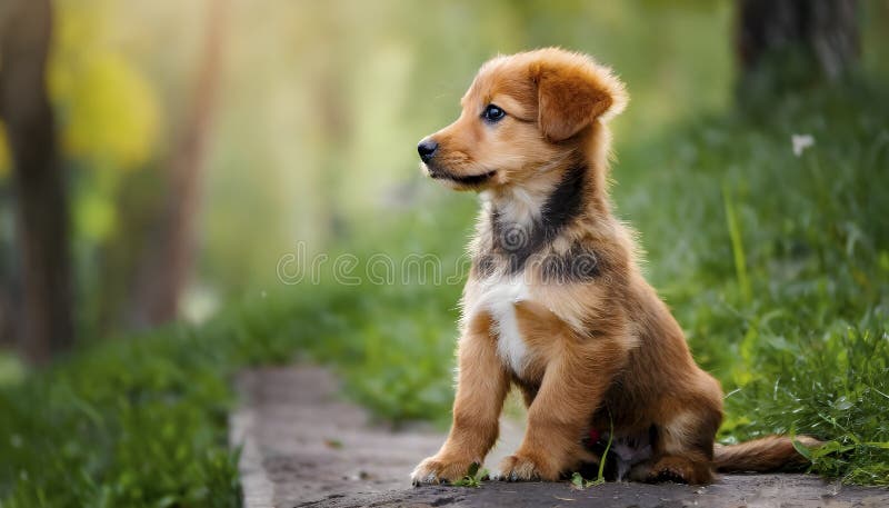 Curious Canine. Red-Haired Pup Exploring the Park S Wonders. Stock ...