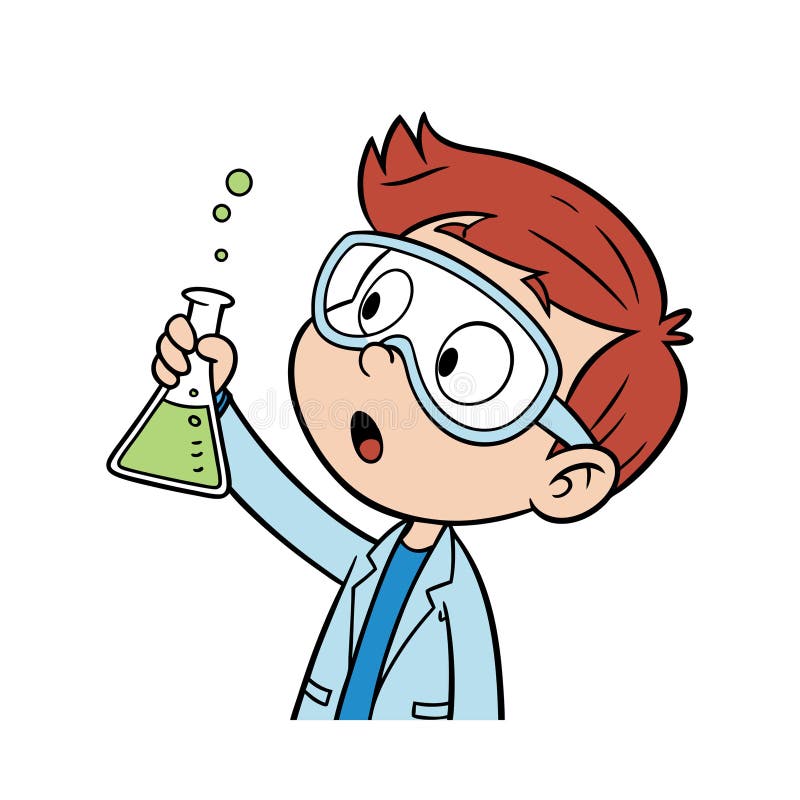 Curious Cartoon Boy Conducting Science Experiments Stock Illustration ...