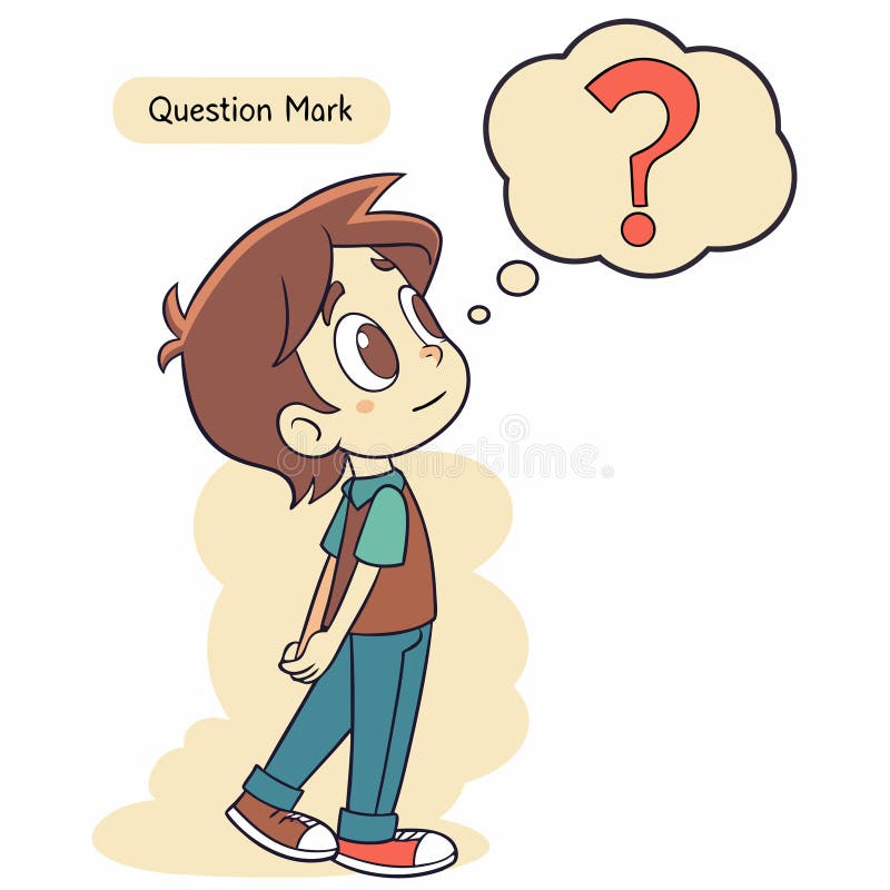 Curious Cartoon Boy with Question Mark Thought Bubble â€ Vector ...