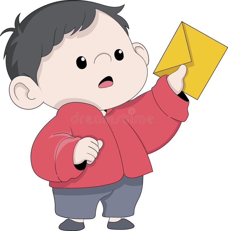 Curious Cartoon Character Holding Yellow Envelope Representing New ...
