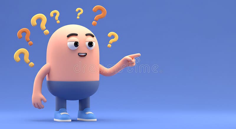 Curious Cartoon Character Points To Answers Faqs Stock Illustration ...
