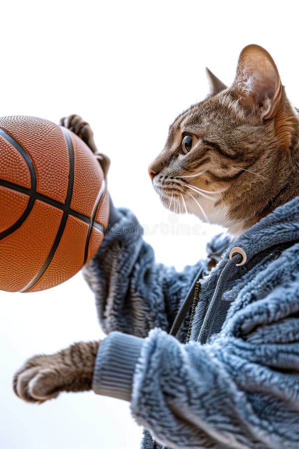 A Curious Cat Holds a Basketball in Its Paw Stock Image - Image of paws ...