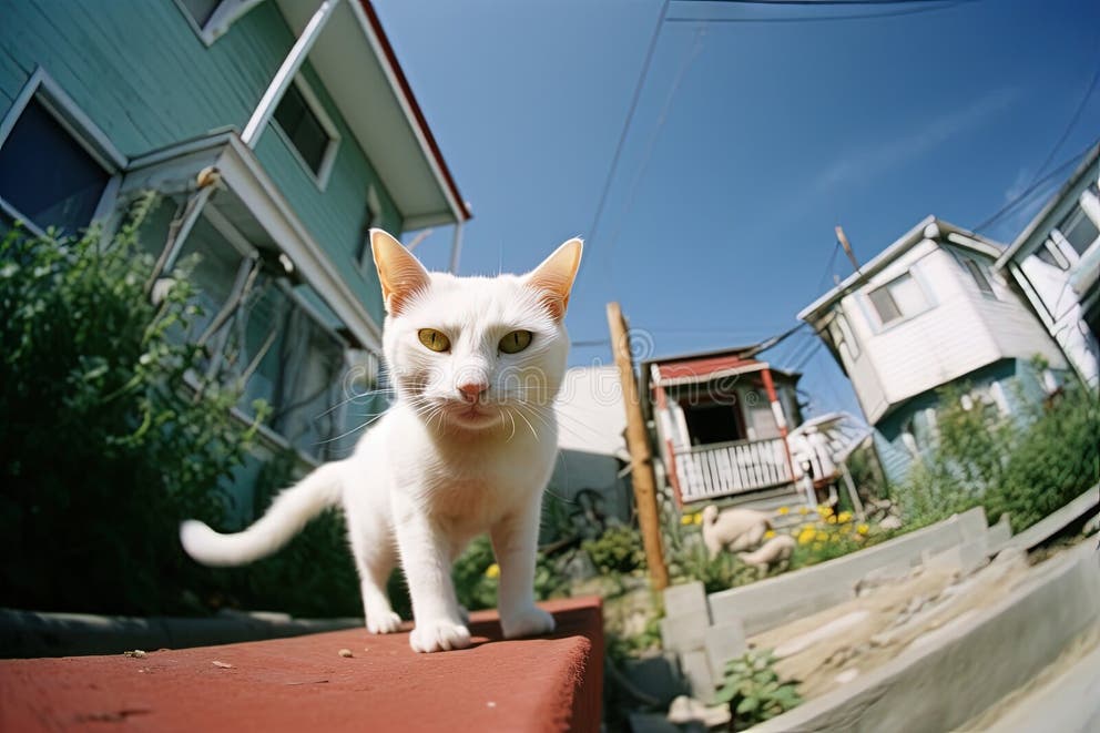 Curious Cat Looking at the Camera, Sniffing and Closing Up. Stock Image ...