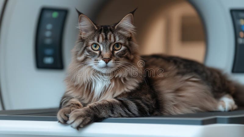 A Curious Cat Lounges on Top of a Computer Desk Stock Photo - Image of ...