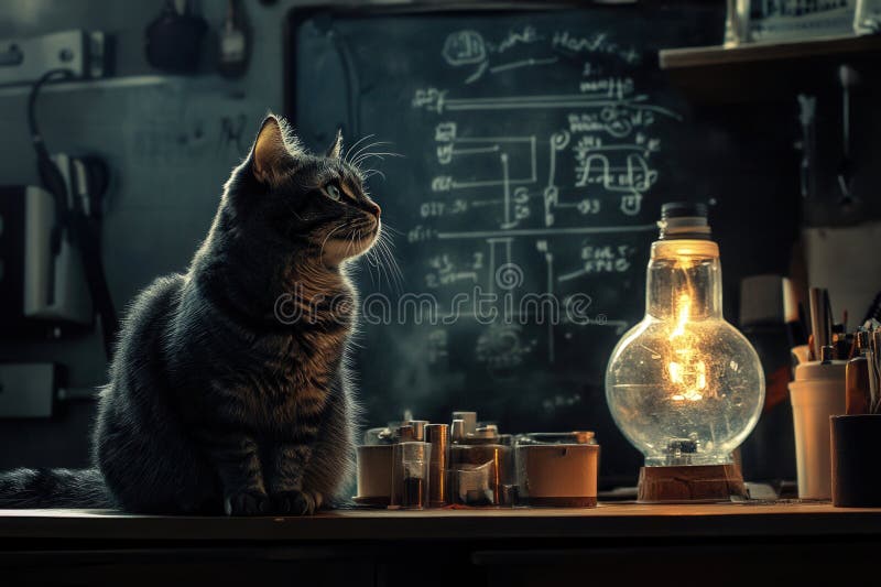 Curious Cat Observing Experiment in Scientist S Laboratory Stock Photo ...
