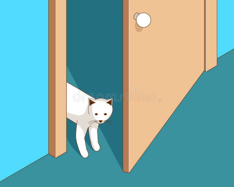 Curious Cat Opens the Door and Looks in Stock Vector - Illustration of ... Curious Cat Opens the Door and Looks in Stock Vector - Illustration of ...