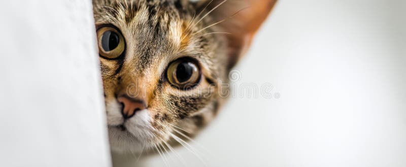 The Curious Cat Peering Around the Corner with Playful Eyes..AI ...