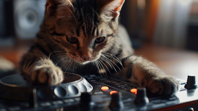 A Curious Cat Plays with a Gaming Controller on a Table, Great for ...