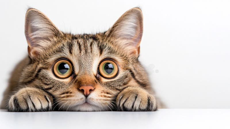 Curious Cat Staring with Wide Eyes Stock Illustration - Illustration of ...