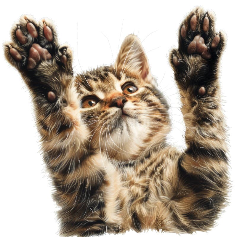 A Curious Cat Stretching Its Paws To Grasp Something Out of Reach Stock ...