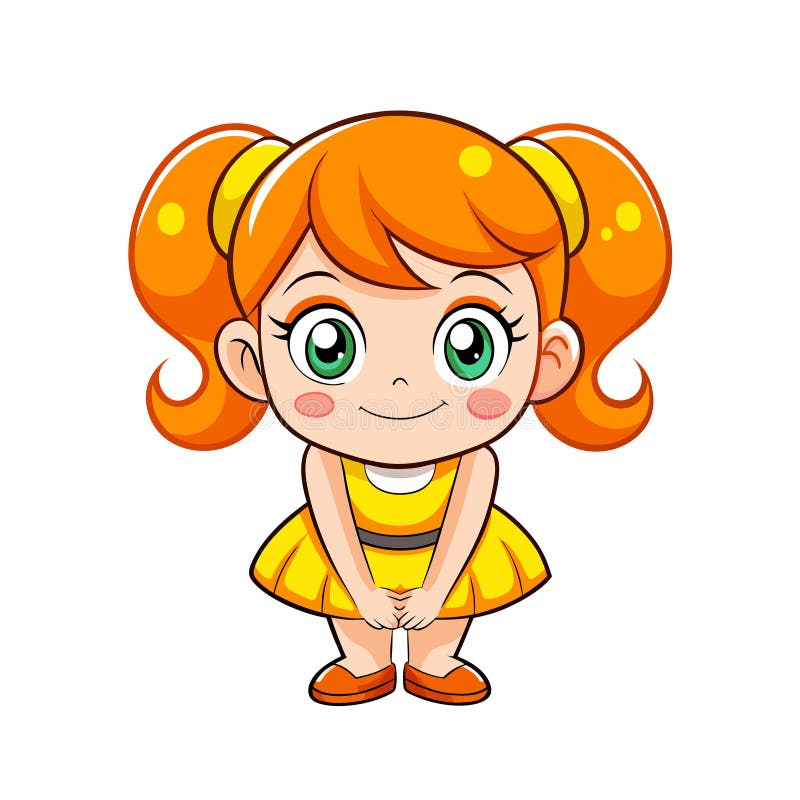 Curious Cheerful Cartoon Girl Stock Vector - Illustration of girl ...