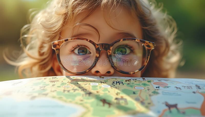 Curious Child Exploring a Map on American Zoo Day Celebration Stock Photo - Image of celebration ...