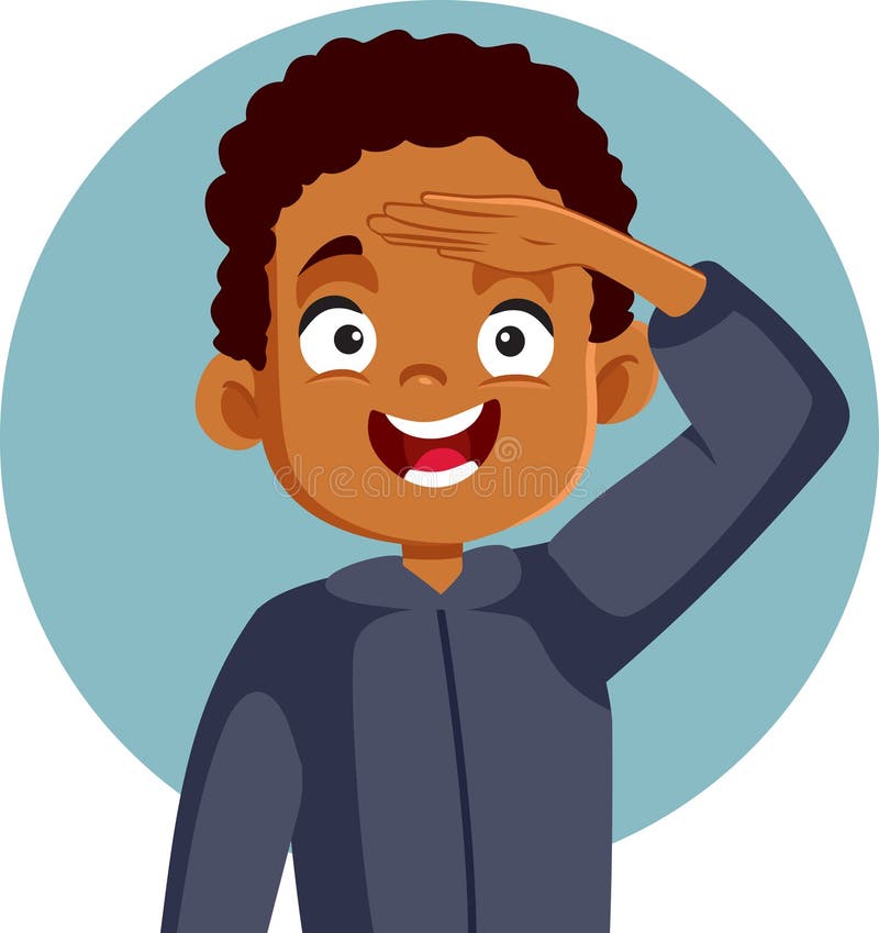 Happy Boy Looking in the Distance Vector Character Illustration Stock ...