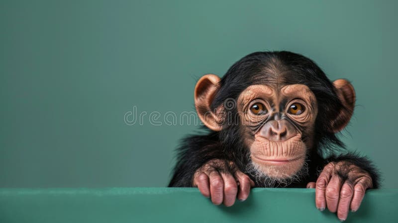 Curious Chimp Behind the Wall Stock Illustration - Illustration of ...