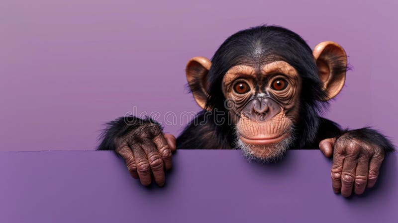 Curious Chimp Behind the Wall Stock Illustration - Illustration of ...