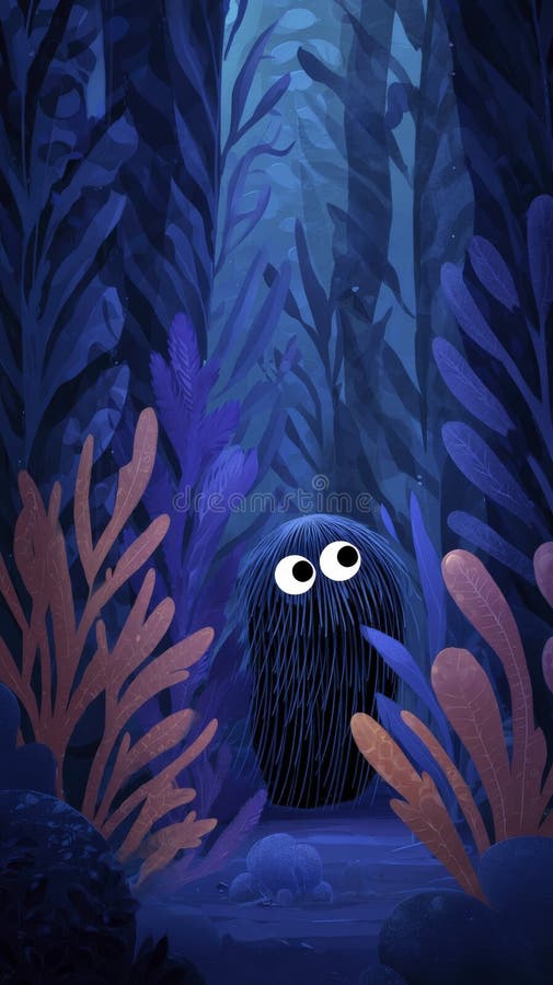 Curious Creature in a Dark Forest Stock Illustration - Illustration of ...
