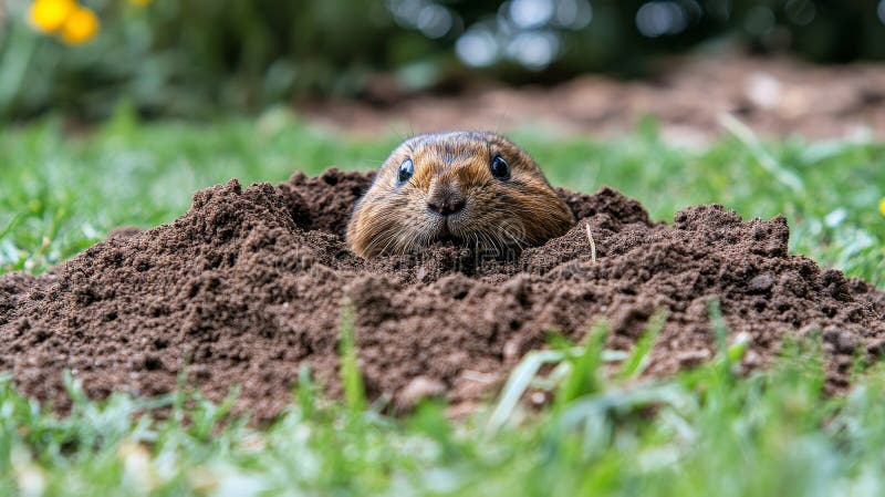 Curious Critter a Pocket Gopher Emerges from Its Burrow, Surrounded by ...