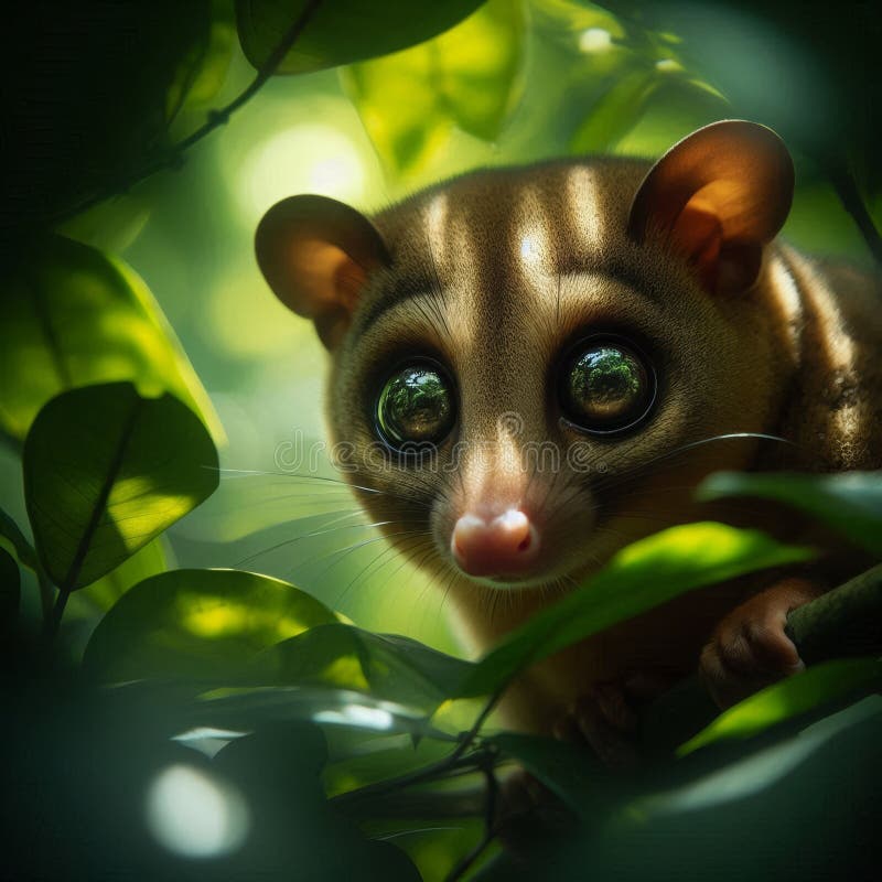 Curious Cuscus Eyes stock illustration. Illustration of rainforest ...