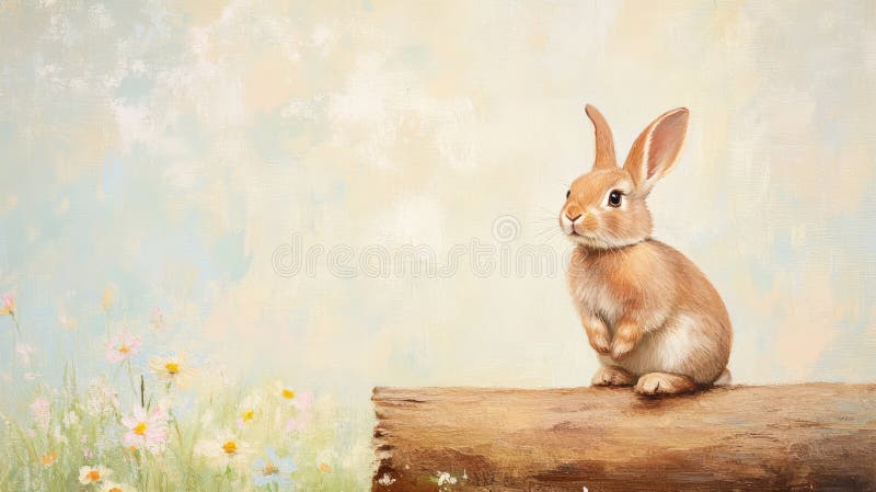Curious Cute Bunny Peeking Over White Wall with Green Ivy in Bright ...