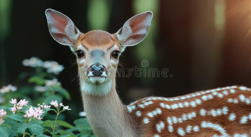 Curious Deer with Large Ears in Nature Stock Illustration ...