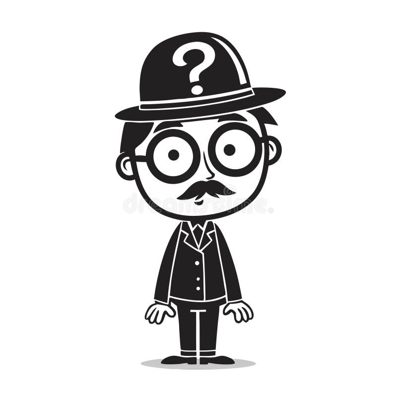 Curious Detective Character Vector Illustration with Question Mark Hat ...